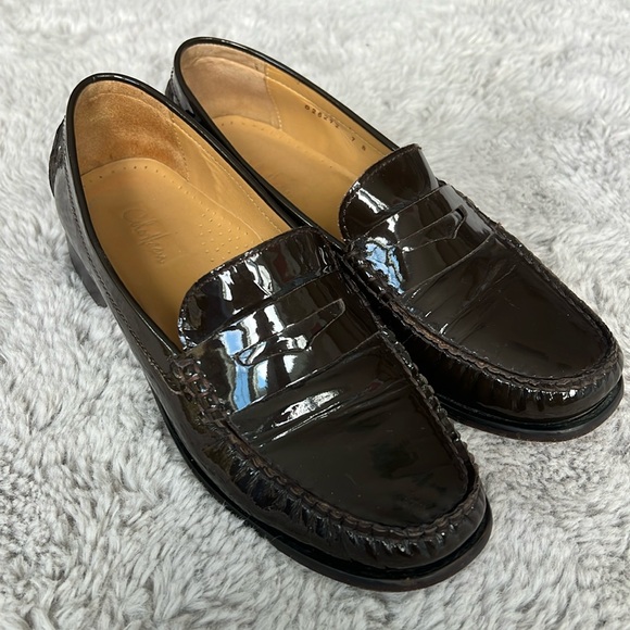 Cole Haan | Shoes | Cole Haan Classic Chocolate Patent Penny Loafers ...